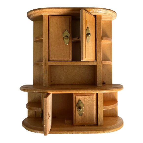 Vintage | Toys | Vintage Miniature Wooden Cabinet Dollhouse Hutch ...